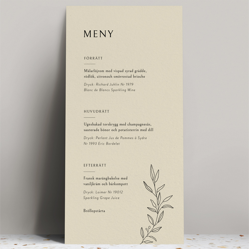 Meny bröllop / Tema Ester